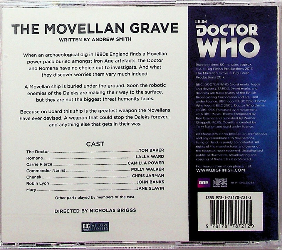 DOCTOR WHO The Movellan Grave CD NEW Audiobook Tom Baker (Big Finish 6. ...
