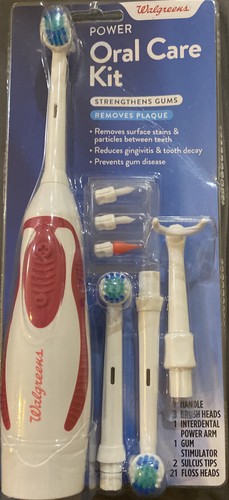 Walgreens Oral Care Power-Electric Toothbrush Kit Removes Plaque Stains ...