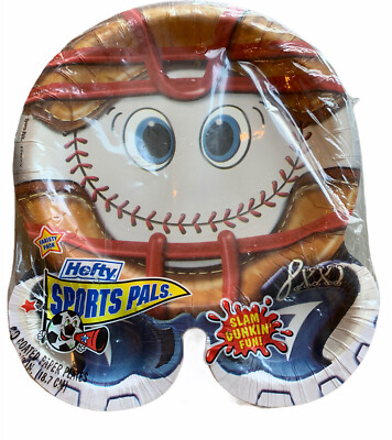 Hefty Sports Pals Paper Plates Baseball Rare Sealed NIP Coated Variety ...