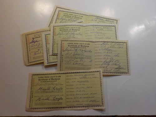 15 WW2 Merchant Marine Documents Discharge Certificates Lot Vintage ...