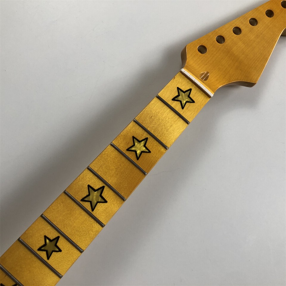 New Guitar Neck 22 frets 25.5inch Maple Fingerboard real inlay yellow ...