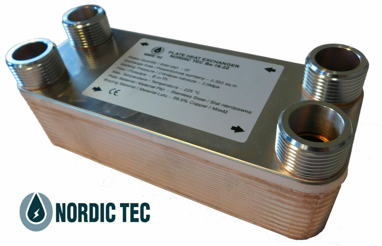 Plattenwärmetauscher Edelstahl Platten Wärmetauscher 1" NORDIC Tec 100 ...