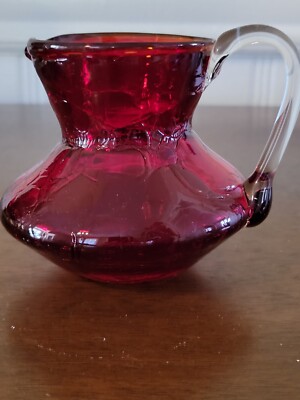 Vintage Pilgrim Hand Crafted Red Ruby Small Pitcher Glass W/Clear ...