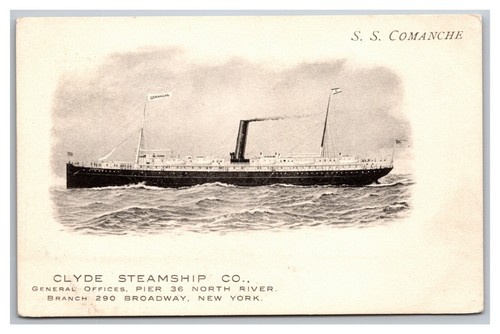 Antique Postcard SS Comanche Steamer Ship NY Clyde Steamship CO ...