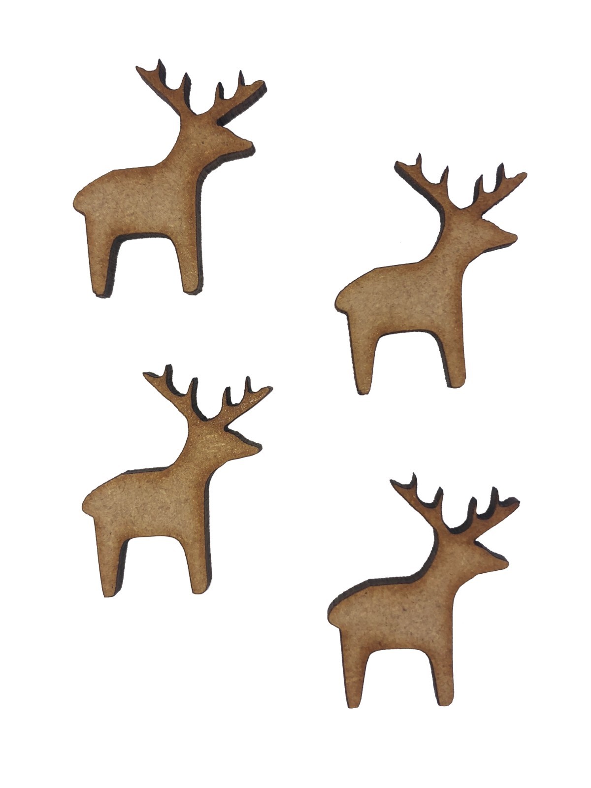 16x Christmas Normal Reindeer 3cm Wood Craft Embelishments Laser Cut ...