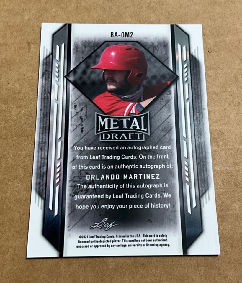 2021 Leaf Metal Draft Autograph Orlando Martinez BA-OM2 Cracked Ice | eBay