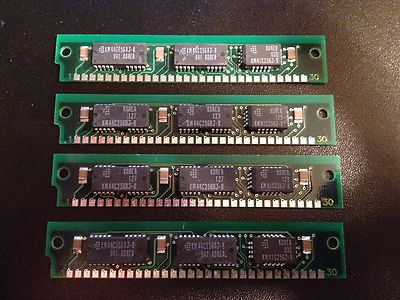 4x 256KB 30-Pin 3-Chip Parity 80ns Memory SIMMs 1MB Set RAM Apple SE ...