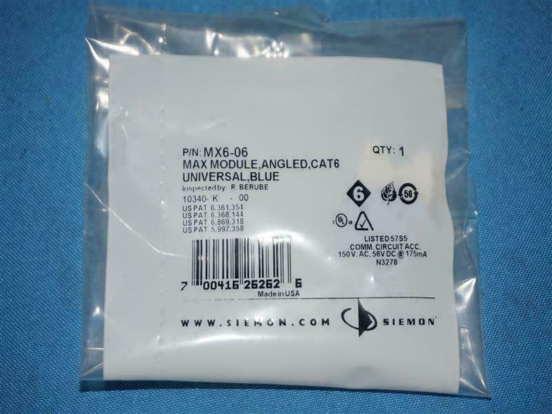 Siemon MX6-06 MX606 Max Module,Angled,CAT6 Universal,Blue NEW NOB | eBay