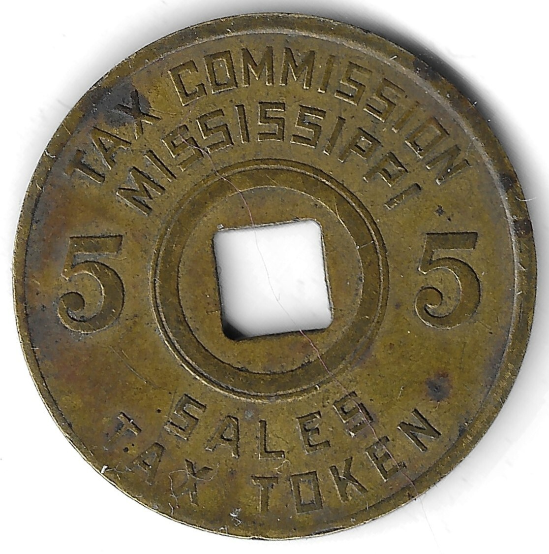 Vintage 1936-1941 Mississippi Tax Commission 5 Mill Cent Brass Sales ...