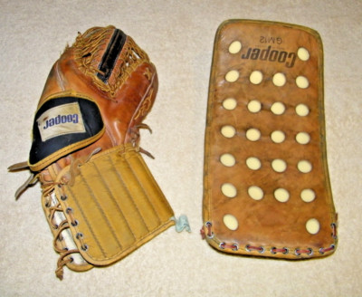 VINTAGE COOPER GM12 BLOCKER & GM21 CATCHING HOCKEY GOALIE GLOVES SET ...