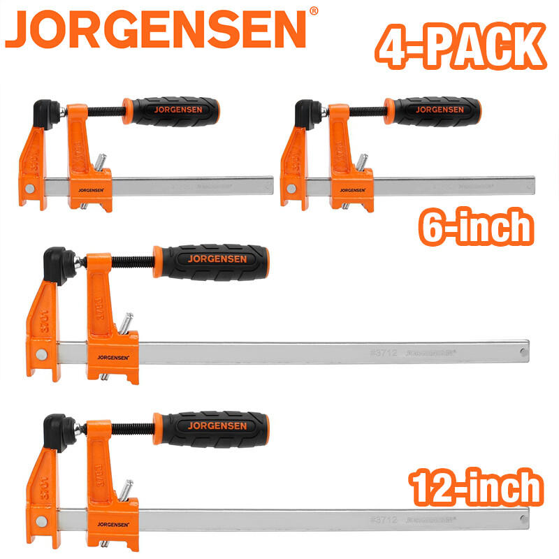 JORGENSEN 4-packs 6-inch & 12-inch Steel Bar Clamps Set Medium Duty 600 ...