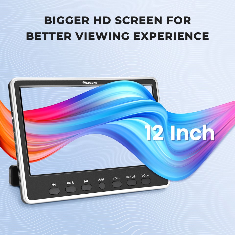 2 X 12" Screen Car DVD Player Headrest Monitor TV Full HD HDMI USB SD ...