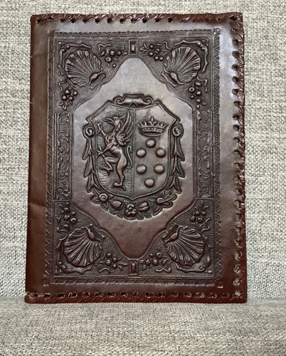 VTG 1930’s Leather Book Cover Italian Embossed Crest Crown & Griffon | eBay