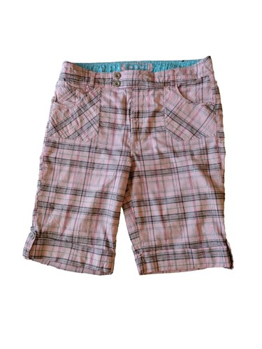 Apollo Shorts Women 19/20 Pink Gray Silver Plaid Cuffed Shorts Pockets ...