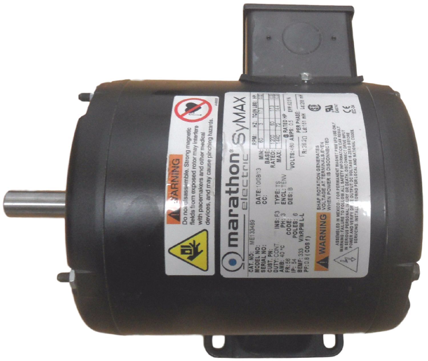 Marathon SyMAX ME133489 Permanent Magnet AC Motor .33HP 1440RPM 460V 3 ...
