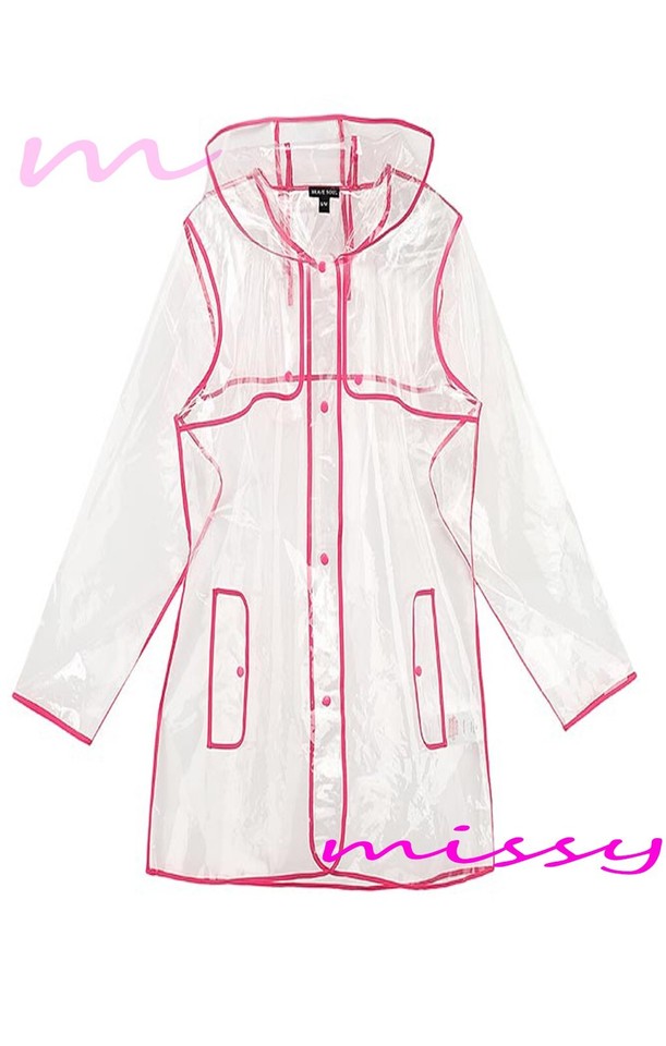 NEW Ladies WATERPROOF COAT Festival Transparent Rain Mac Jacket SIZE 8 ...