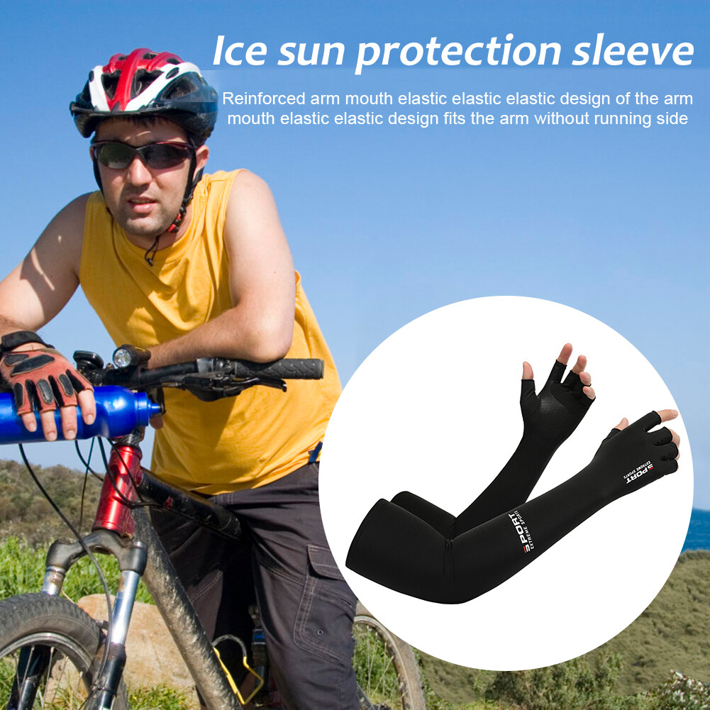Ice Arm Sleeves Unisex UV-Schutz 2-Finger-Armschutz (Half Finger Black ...