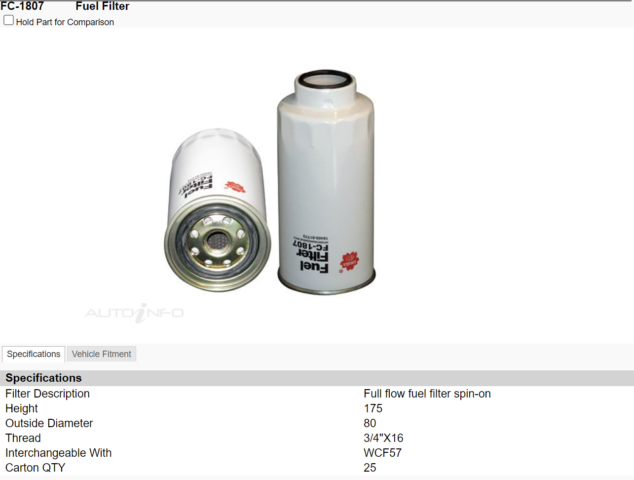 Sakura Fuel Filter for Nissan Navara D40 Pathfinder R51 UD MK150 MKA121 ...