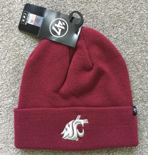 47 Brand Washington State wsu beanie knit hat cap Wazzu red crimson ...