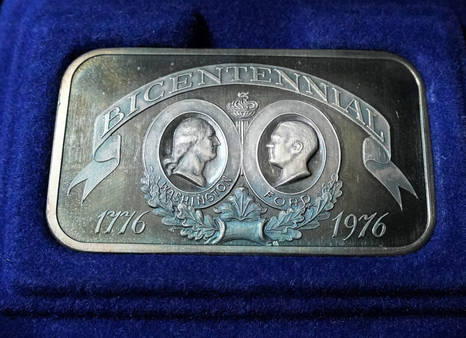 TONED 1776-1976 President Washington Ford 1 troy ounce 999 Silver art bar C2329 | eBay