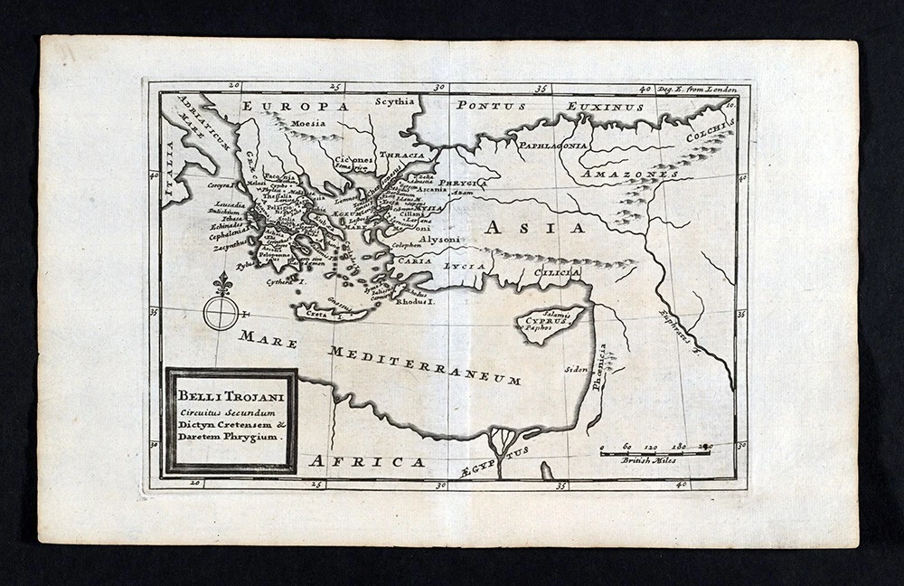 Trojan war map of ancient greece