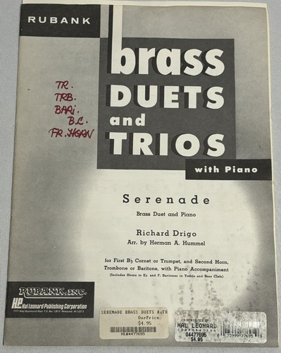 Serenade Brass Duets & Trios with Piano by Drigo, Hummel, Rubank, Hal ...