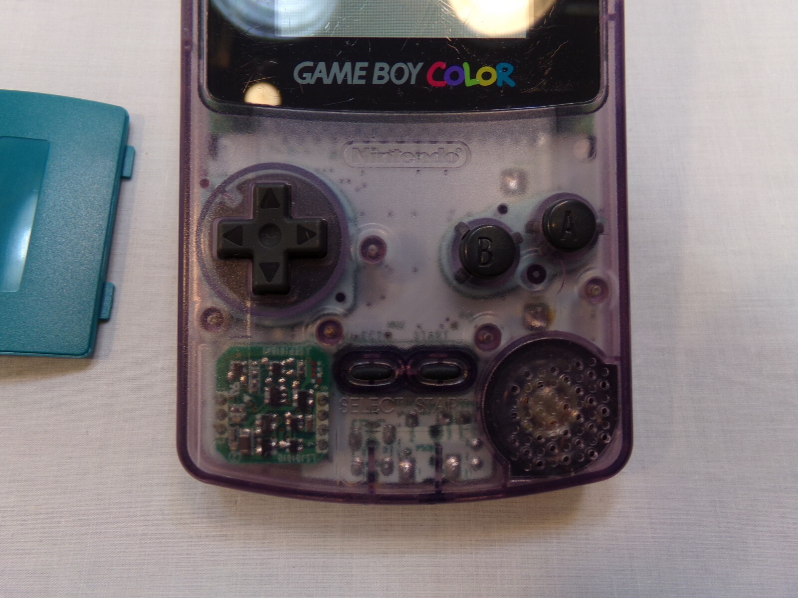 Gameboy Game Boy Color Atomic Purple Handheld Console w/ Teal Battery ...