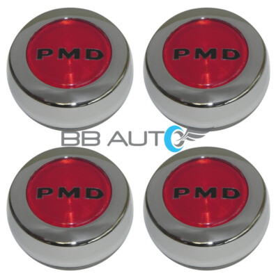 Set of 4 67-72 Pontiac Red PMD Rally Wheel II Center Caps Firebird ...