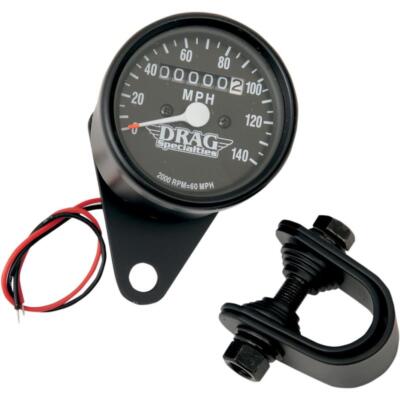 Drag Mini Mechanical Speedometer 12mm 2:1 Ratio Black Face Harley ...