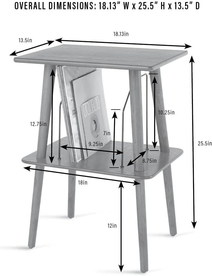 ST66-MA Manchester Turntable Stand with Wire Record Storage, Mahogany ...