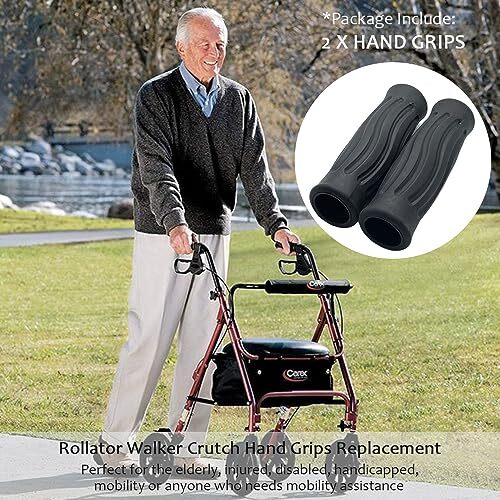Rollator Walker Crutch Hand Grips Replacement for Elderly & Disabled ...