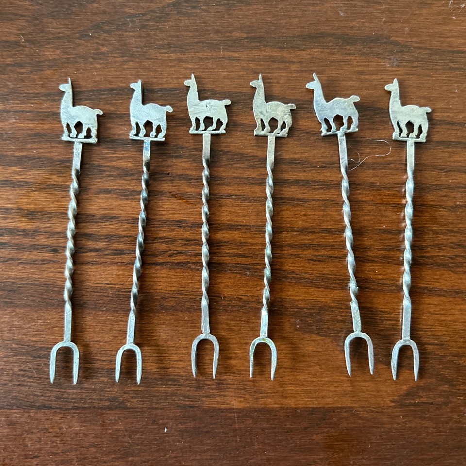 Vintage Silver Alpaca Llama Cocktail Appetizer Forks 3" - Set of 6 | eBay