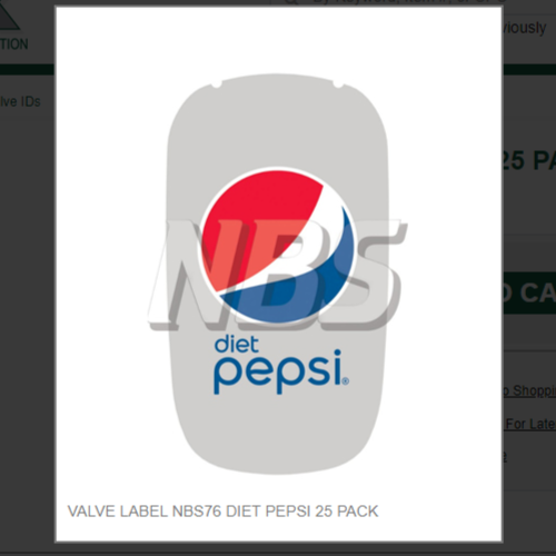 VALVE LABEL NBS76 DIET PEPSI 25 PACK # VI01761001 | eBay