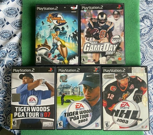 PlayStation 2 PS2 Sports Game Lot X 5 Tiger Woods NHL NFL GameDay Whirl ...