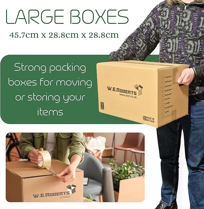 10 Strong Large Cardboard Storage Packing Moving House Boxes with Carry ...