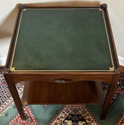 Kittinger Leather Top Mahogany Nightstand Bedside Coffee End Table ...