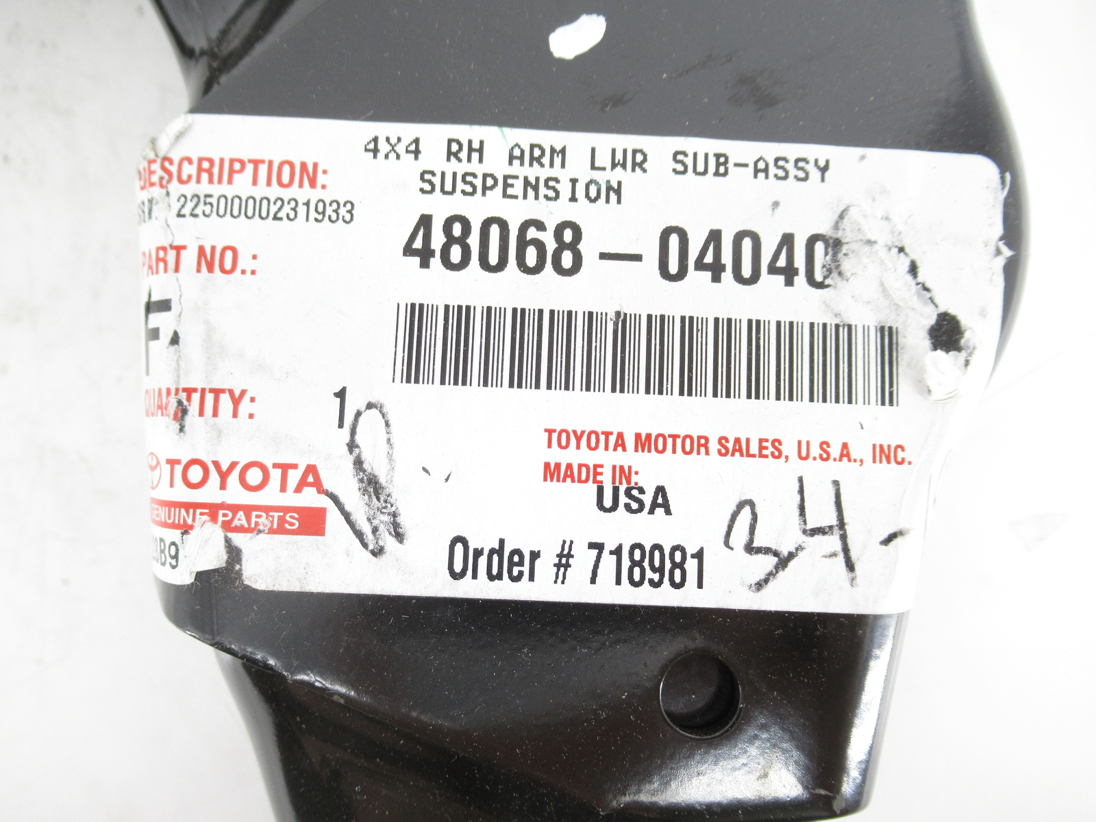 Genuine OEM Toyota 48068-04040 Passenger Front Lower Control Arm 2005 ...