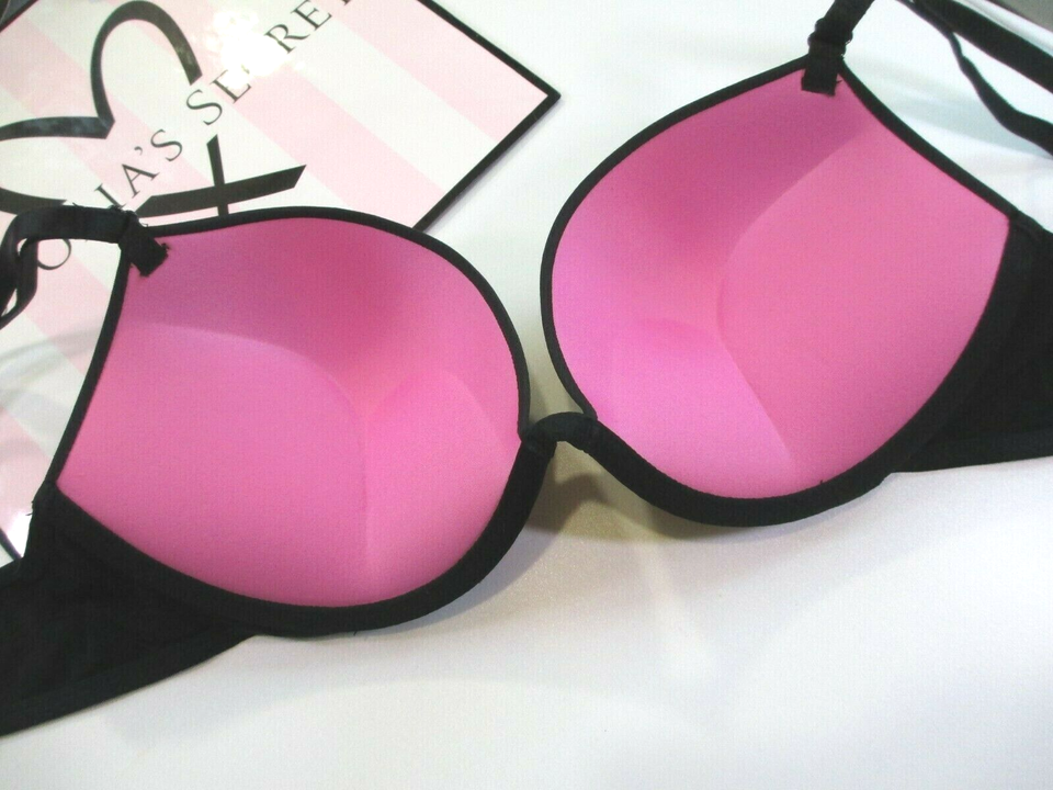VICTORIA'S SECRET PINK Super Push-Up Bra VS Black 34A 36C 36D 38DD 40C ...