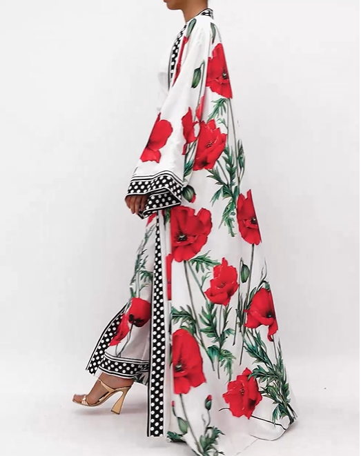 Dolce & Gabbana Poppy Print Silk-Twill Coat Size 40 (US 4) New With ...