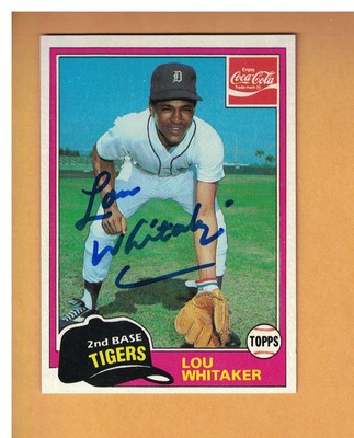 Lou Whitaker AUTOGRAPHED 1981 TOPPS COCA COLA BASEBALL CARD SIGNED ...