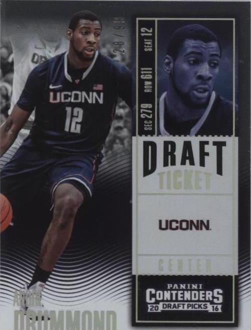 2016-17 Panini Contenders Draft Picks - Season Ticket Andre Drummond #3 ...