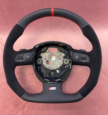 AUDI A5 S5 RS5 STEERING WHEEL! FLAT BOTTOM Smooth Leather Alcantara ...