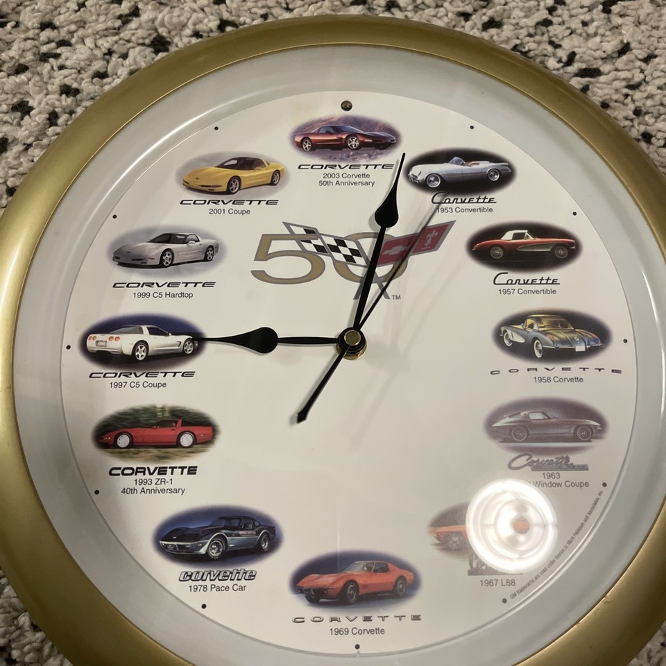 Official 50th Anniversary Chevrolet Corvette Car Wall Clock | eBay