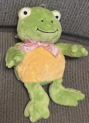 Hallmark Easter Friend Green Frog Plush 6" Stuffed Animal Pink Bowtie w ...