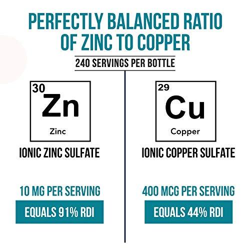 Ionic Zinc Plus Copper Liquid Concentrate 240 Servings Glass Bottle ...