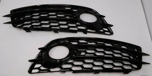 2PCS Gloss Black Front Bumper Fog Light Grille Honeycomb For Audi A4 S4 ...