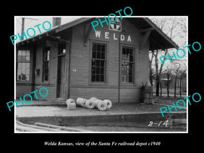 OLD 8x6 HISTORIC PHOTO OF WELDA KANSAS THE SANTA FE RAILROAD DEPOT ...