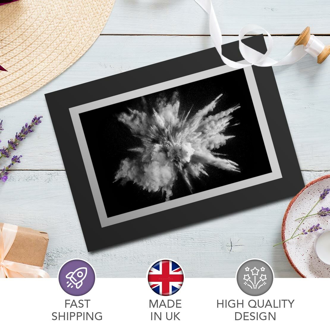 Greetings Card (Black) BW - Powder Paint Explosion Ink Art #37044 | eBay