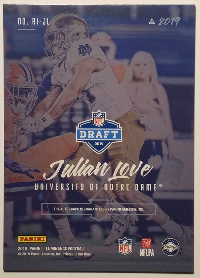 Julian Love 2019 Panini Luminance Rookie Ink /349 #RI-JL Rookie ...