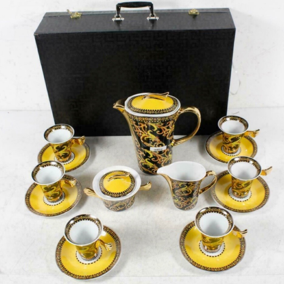 Versace by Rosenthal Barocco Classic Gold Black Medusa Pattern 15 pc ...